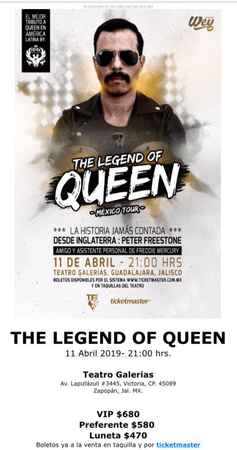 The Legend of Queen en Teatro Galerías - Rutas Alternas