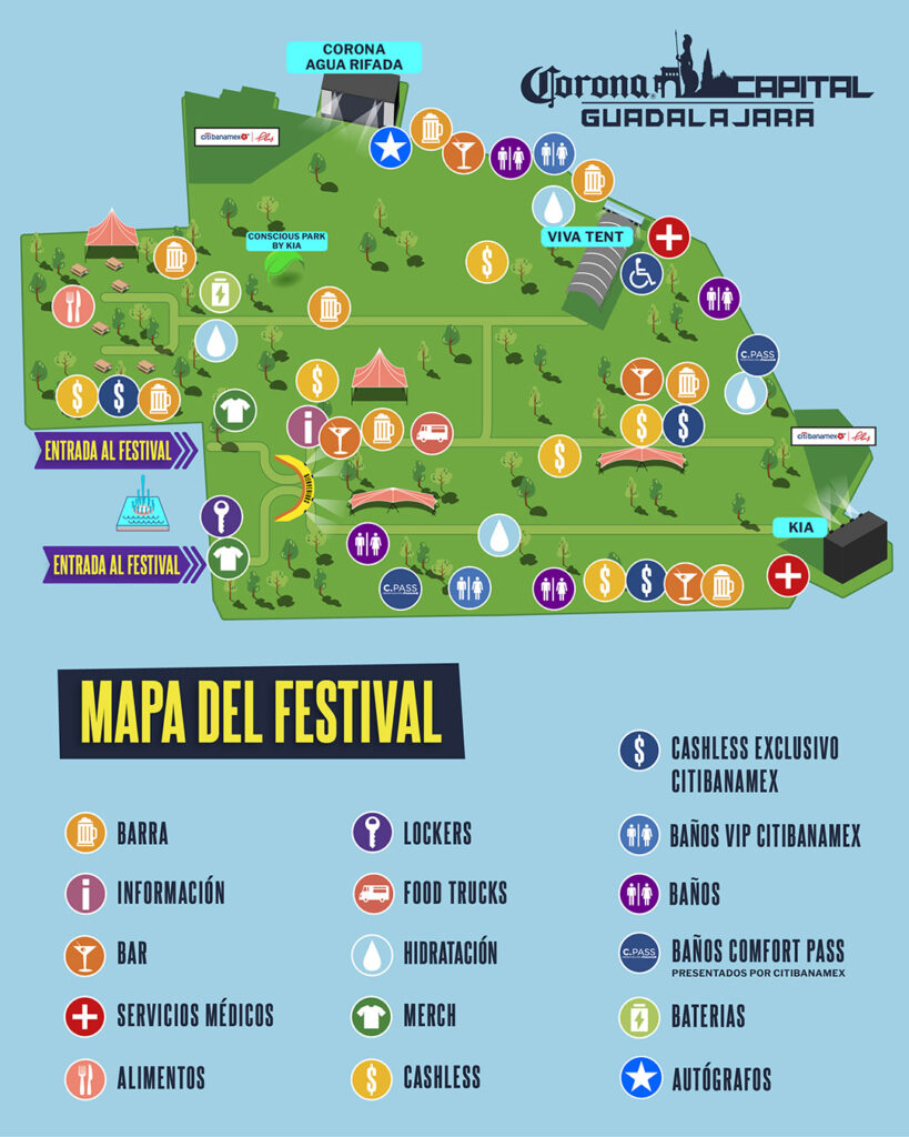 Corona Capital Guadalajara 2022 – Mapa, Horarios, Estacionamiento y App - Rutas Alternas