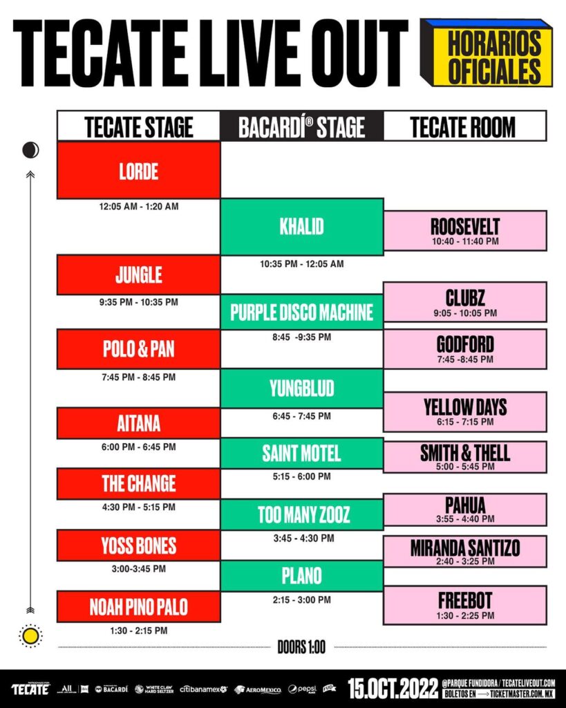 Tecate Live Out 2022 – Mapa, Horarios, Playlist y Actividades - Rutas ...